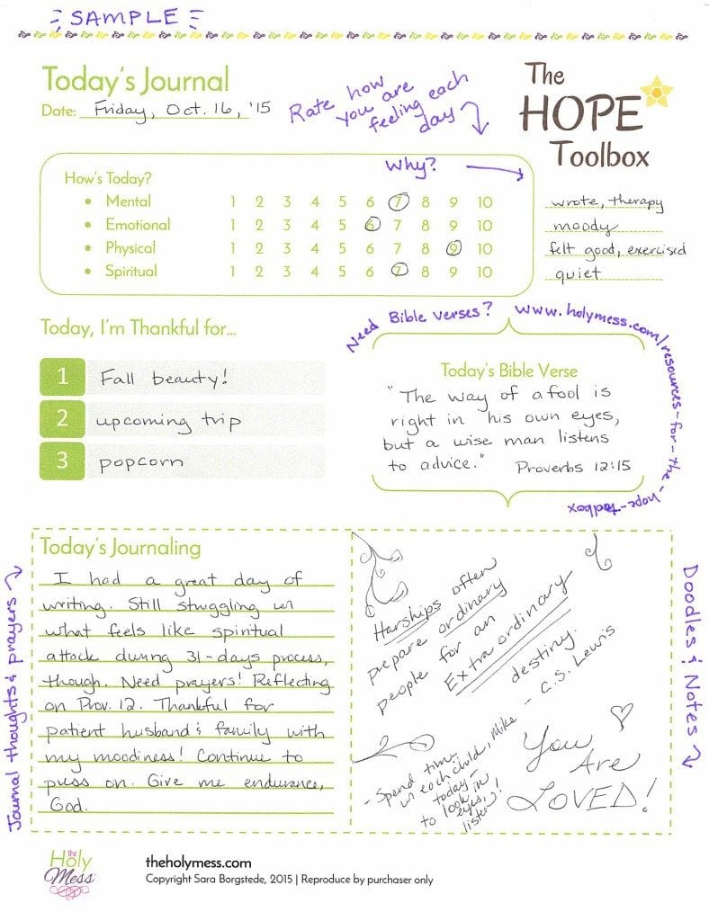 My Hope Toolbox: A Printable Kit for Overcoming Depression