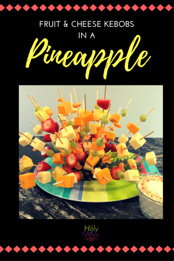 Fruit and Cheese Kebob in a Pineapple