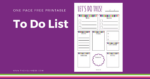 One Page Free Printable To Do List