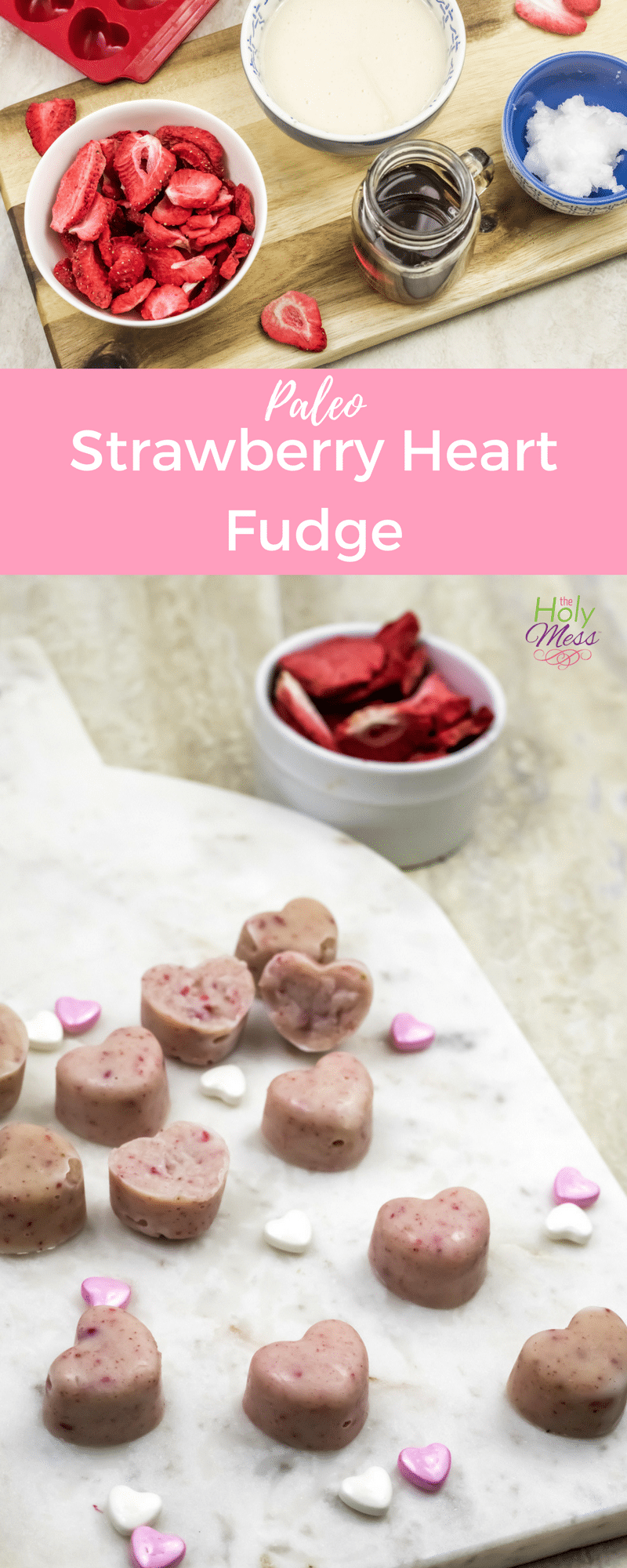 Paleo Strawberry Heart Fudge