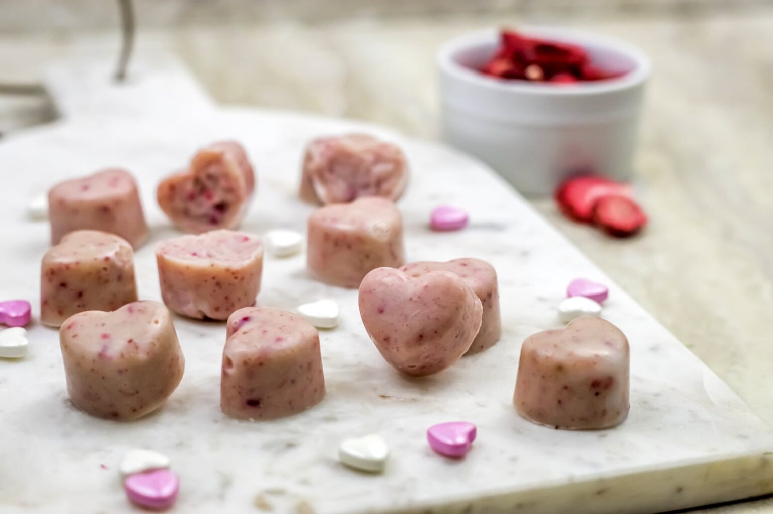 Paleo Strawberry Heart Fudge