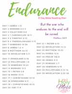Endurance 31 Day Bible Reading Plan Printable - The Holy Mess