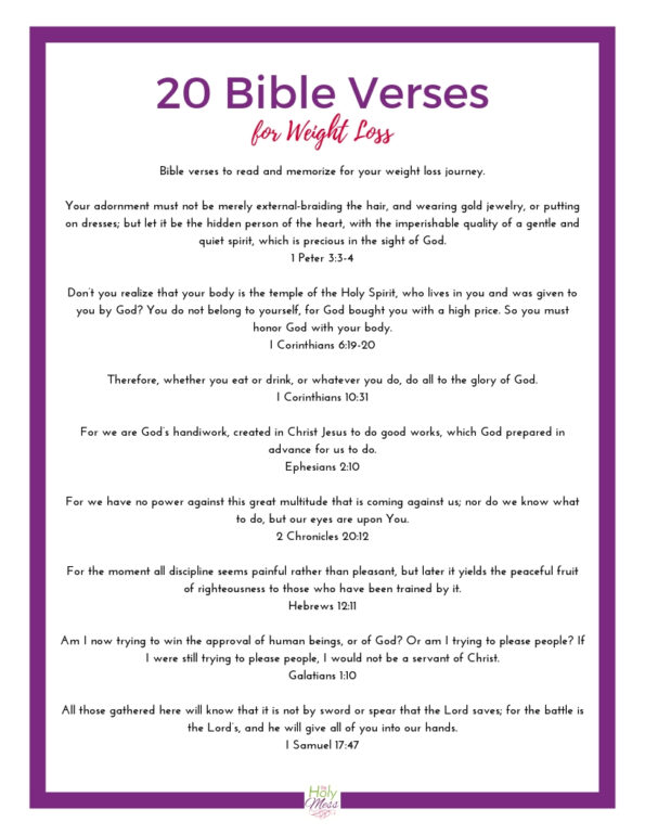 20 Encouraging Bible Verses for Weight Loss and Self-Care - The Holy Mess