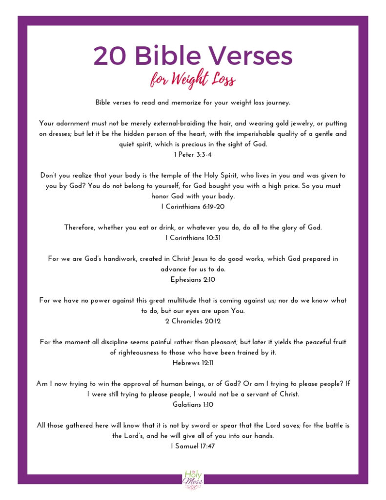 20 Encouraging Bible Verses for Weight Loss and Self-Care - The Holy Mess