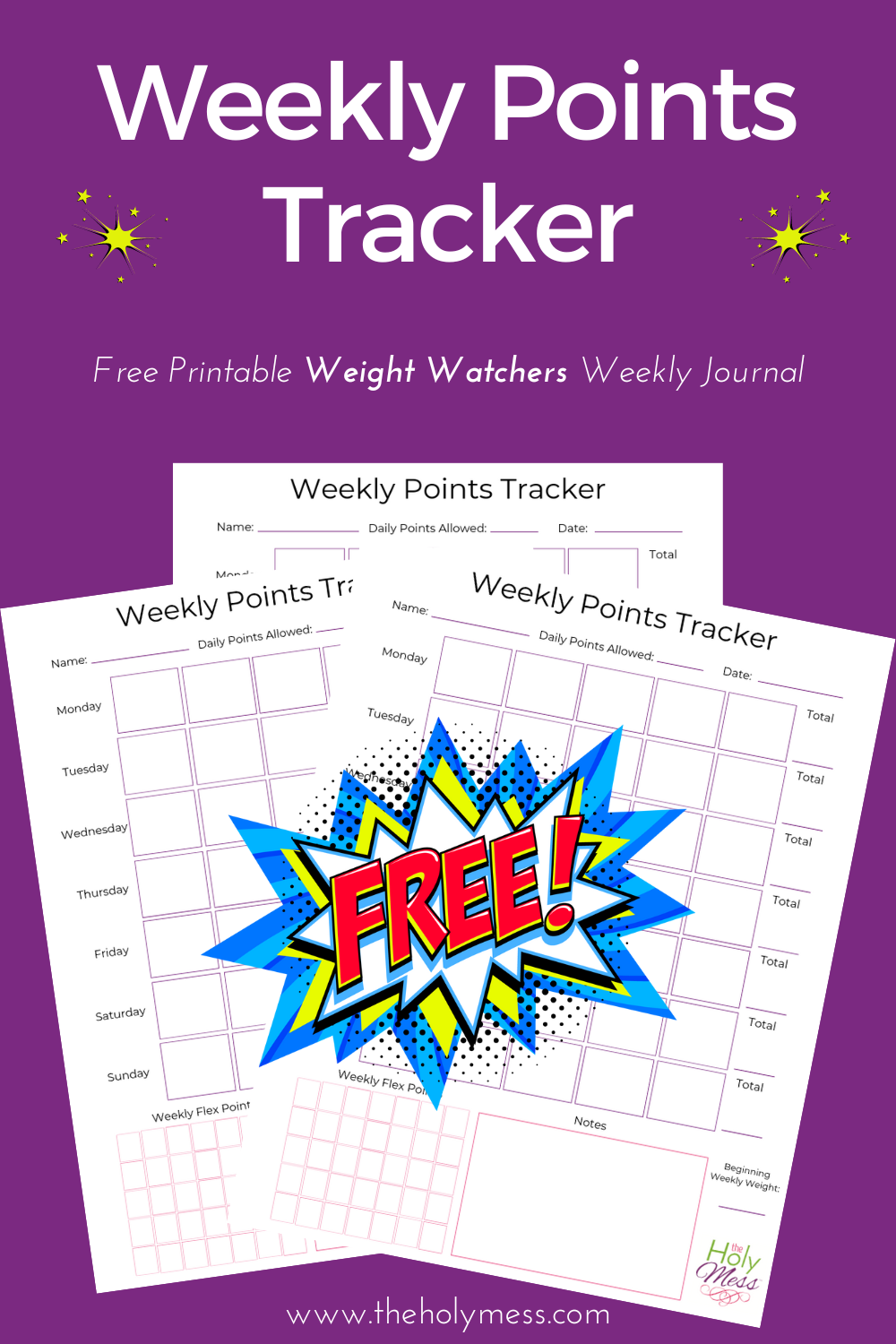 Free Weekly Points Tracker (Weight Watchers Friendly) for Weight Loss