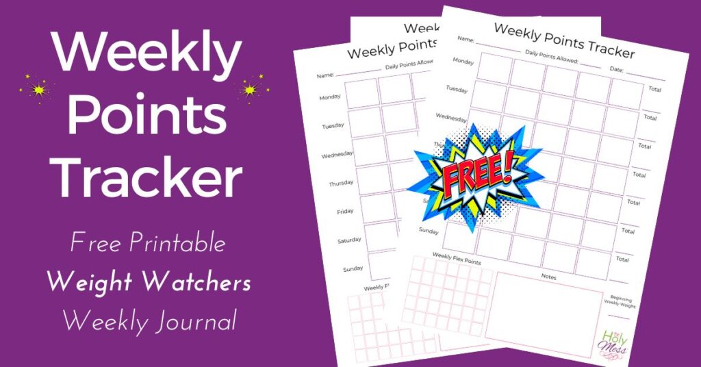 Free Weekly Points Tracker (Weight Watchers Friendly) for Weight Loss ...