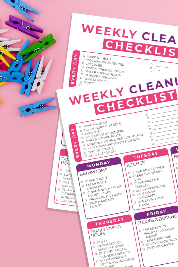 Free Printable Weekly Cleaning Checklist {Instant PDF Download} The ...