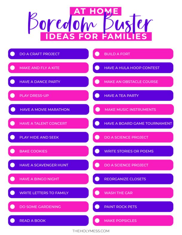 Free Printable At Home Boredom Busters for Families