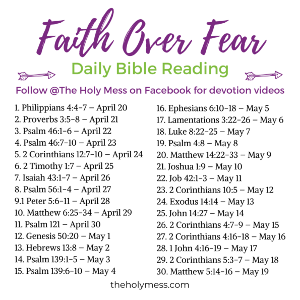30 Day Faith Over Fear Bible Reading Plan The Holy Mess
