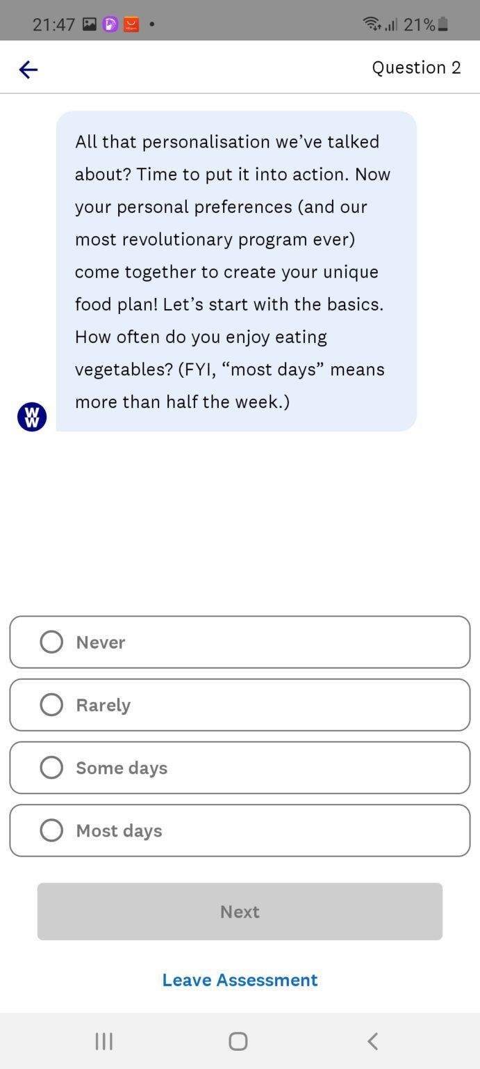 WW Personal Point System Quiz: Calculate Your Daily Budget