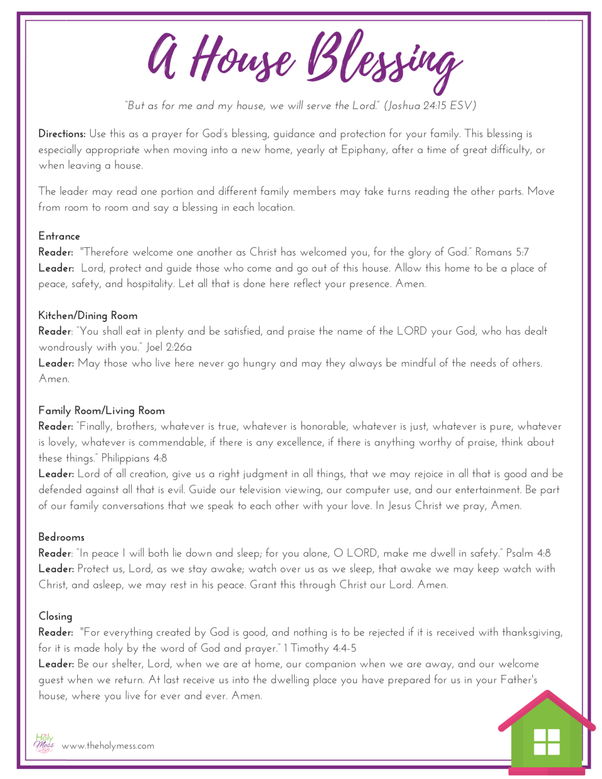 House Blessing Prayers and Bible Verses for Each Room