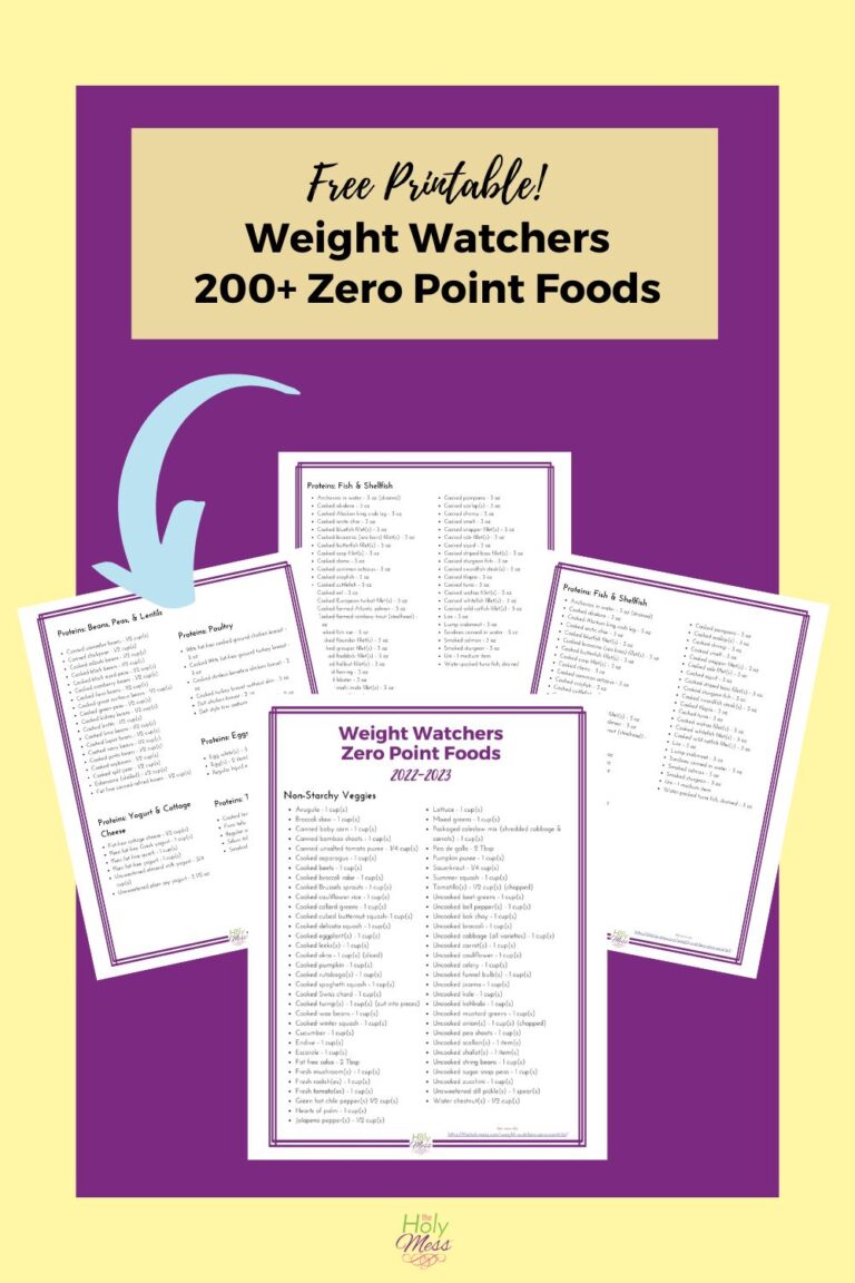 Weight Watchers Program 2022 & 2023 Zero Point Foods List {FREE PDF ...