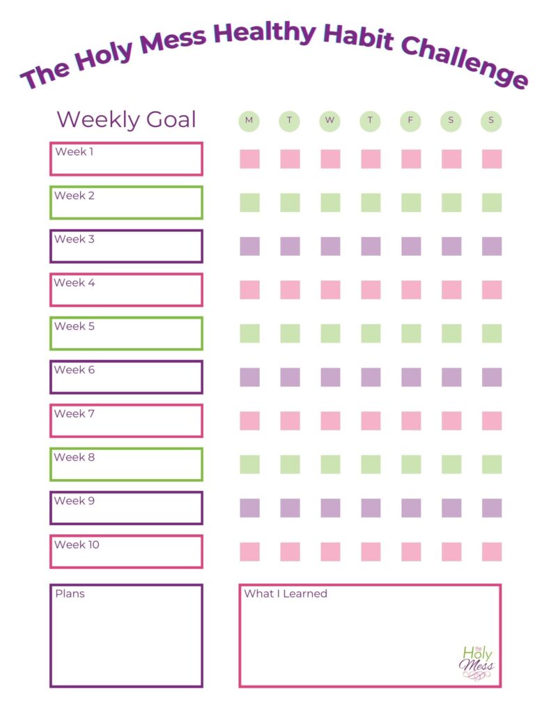 The Holy Mess Weekly Healthy Habit Challenge Printable