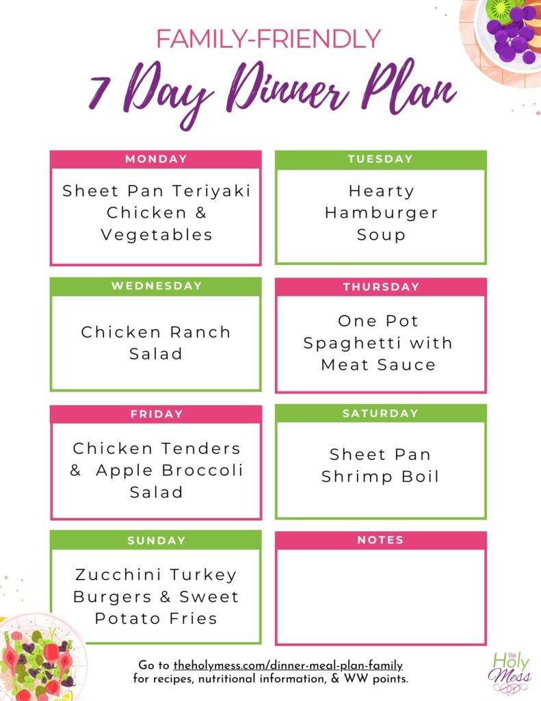 7-Day Weight Loss Dinner Meal Plan - Family-Friendly (Free PDF Printable)