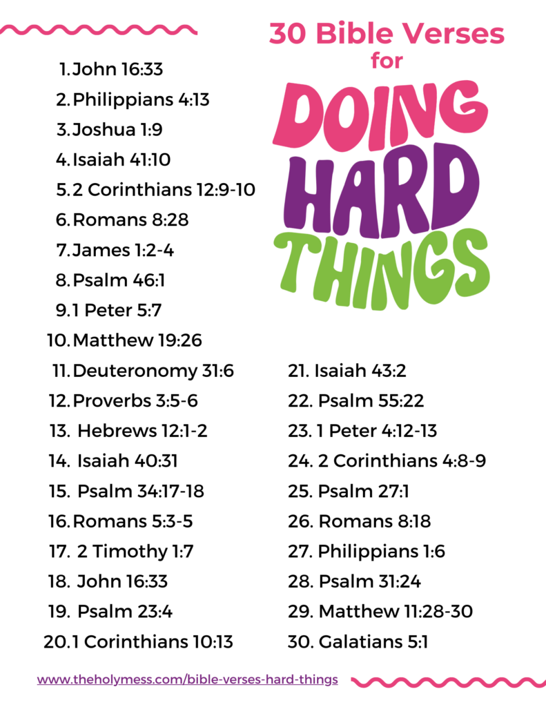 30 Bible Verses about Doing Hard Things {with FREE PDF Printable} The ...