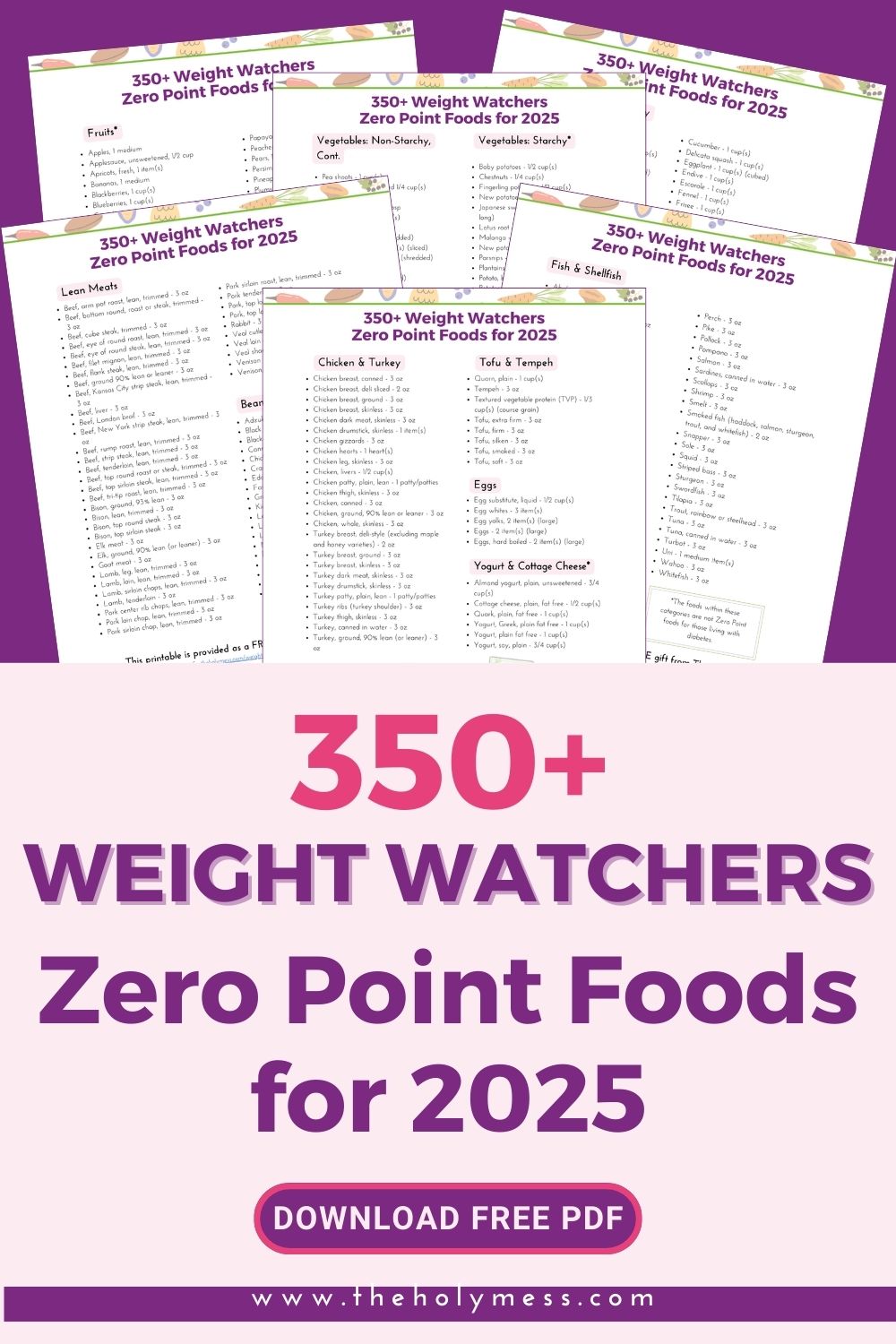{New!} 350+ Weight Watchers Zero Point Foods for 2025 with Free Printable PDF The Holy Mess
